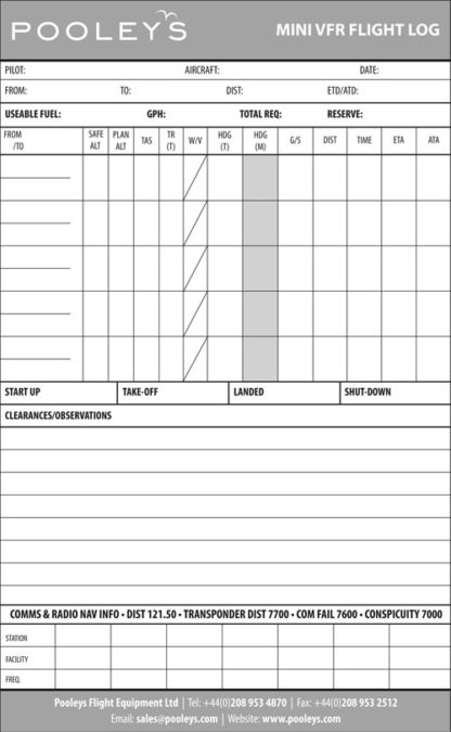 Pooleys Mini VFR Flight Log - Pilot World